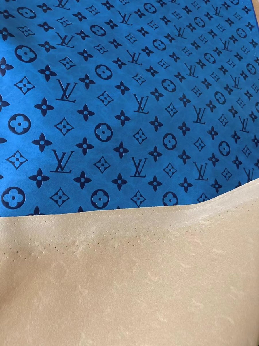 Beautiful Vintage Blue Embossed LV Suede for Custom Sofa Furniture ...