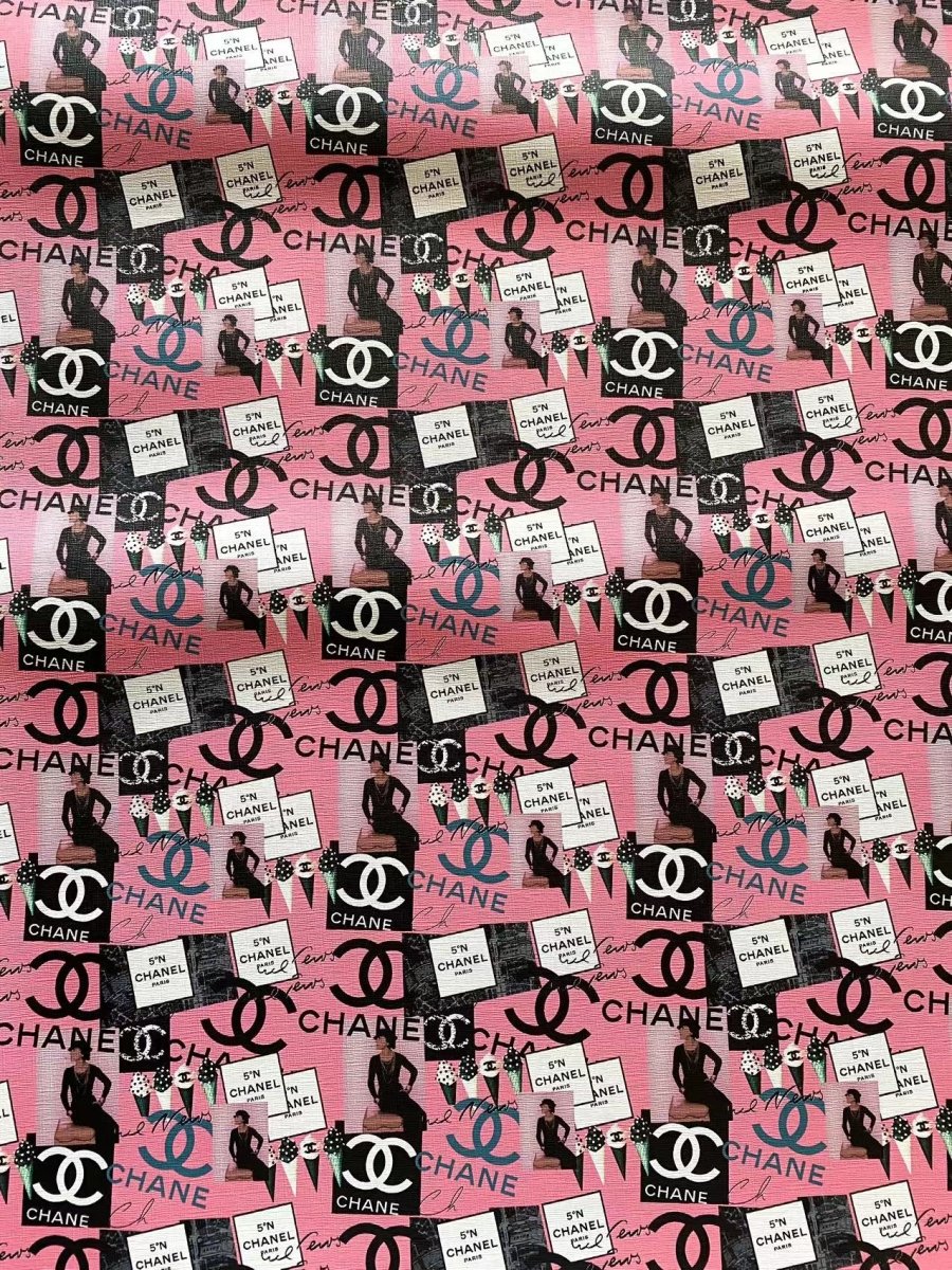 Coco Chanel Printing Faux Leather mingfabricstore for DIY Sewing ...
