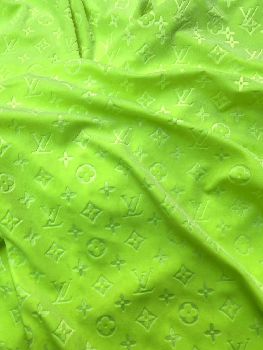 Luxury Soft Touch Neon Green LV Velvet Fabric for Custom Sneaker Sewing ...