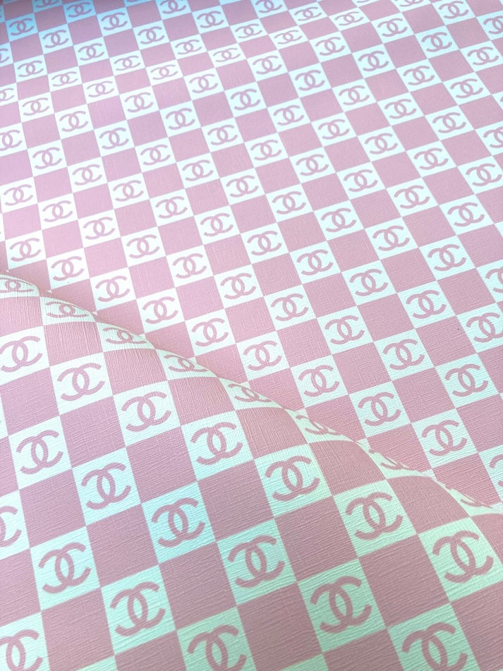 Small Pink White Chanel Vinyl for Custom Handmade - mingfabricstore