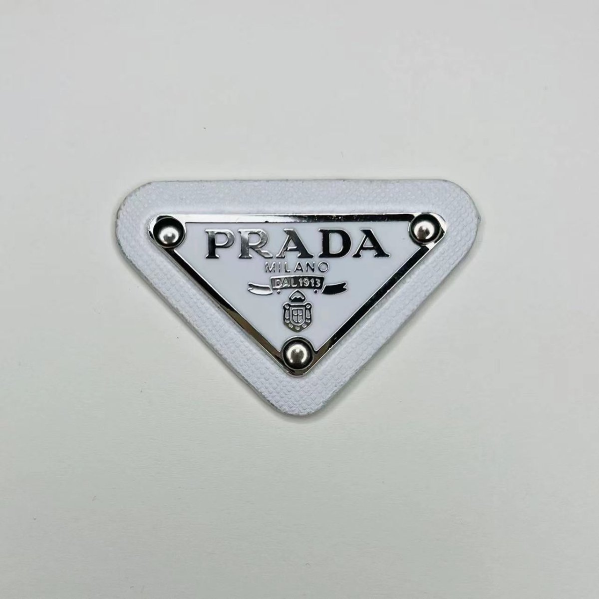 White Prada Badge Handmade Material for Custom Bag Fashion ...