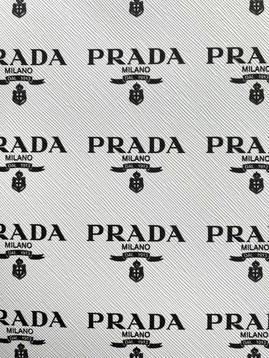 White Prada Custom Faux Leather Sheet Designer Fabric for DIY Sewing P ...